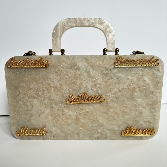 Wilardy | Bags | Vintage Wilardy Marbleized Taupe Pearl Lucite Purse ...